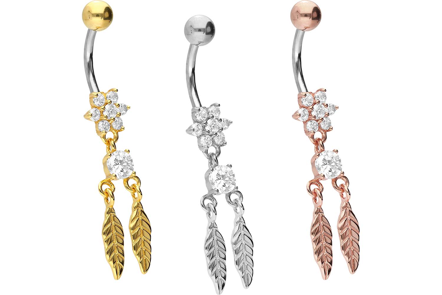 Titanium bananabell with 925 silver design CRYSTAL FLOWER + TWO ...